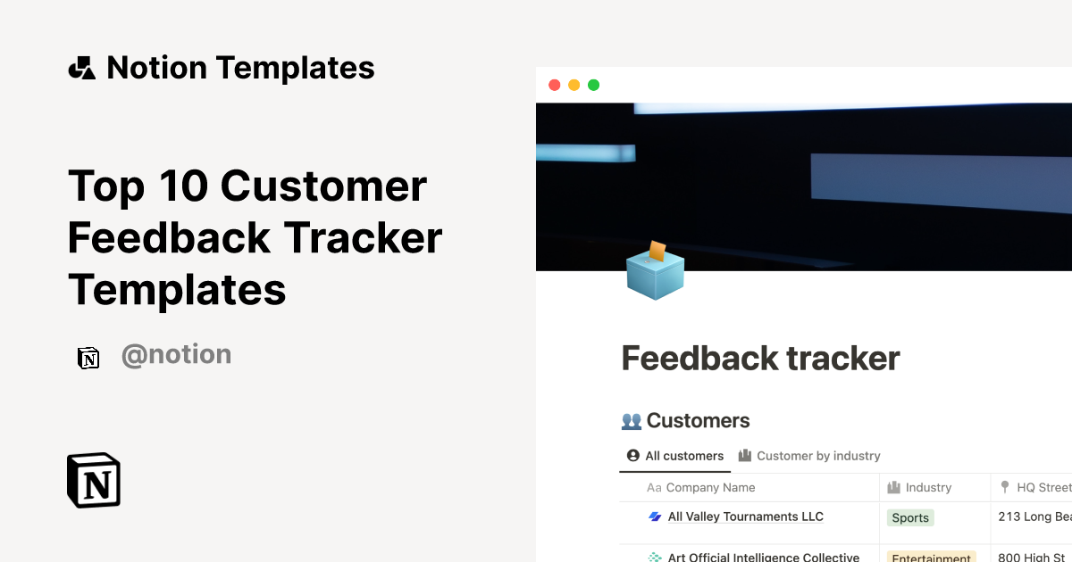 Top 10 Customer Feedback Tracker Templates | Notion Template Marketplace
