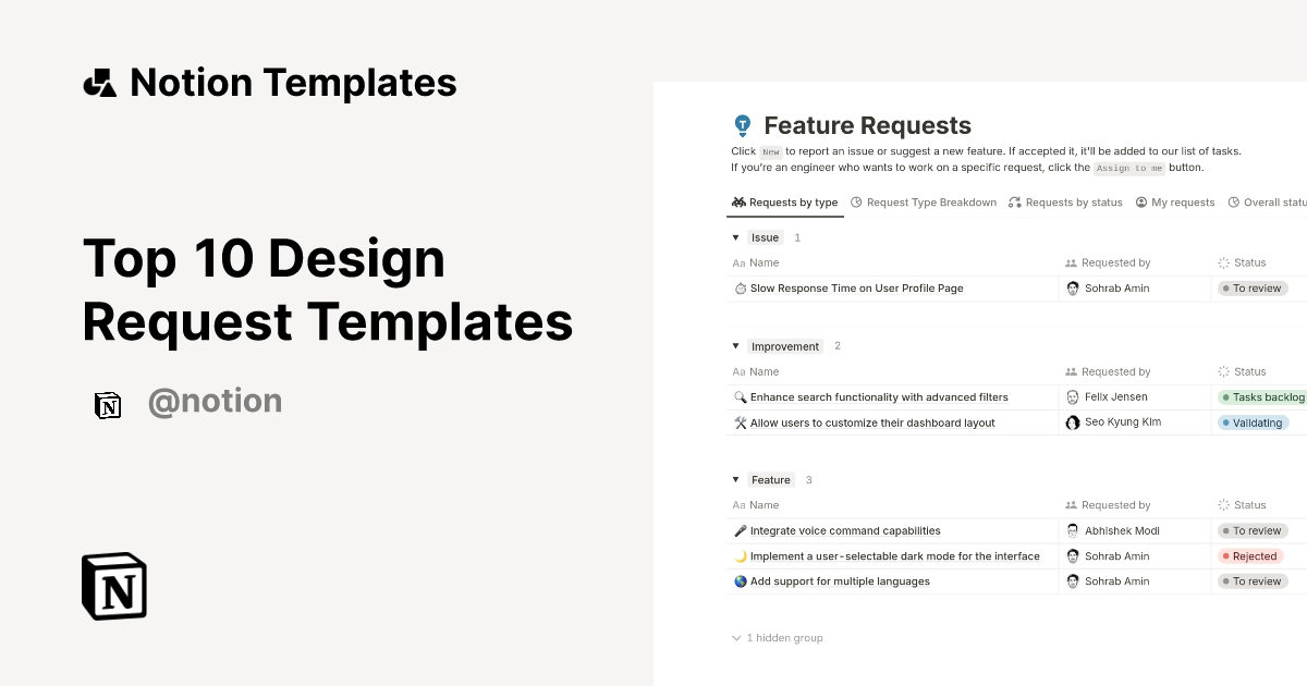 Top 10 Design Request Templates | Notion Template Marketplace