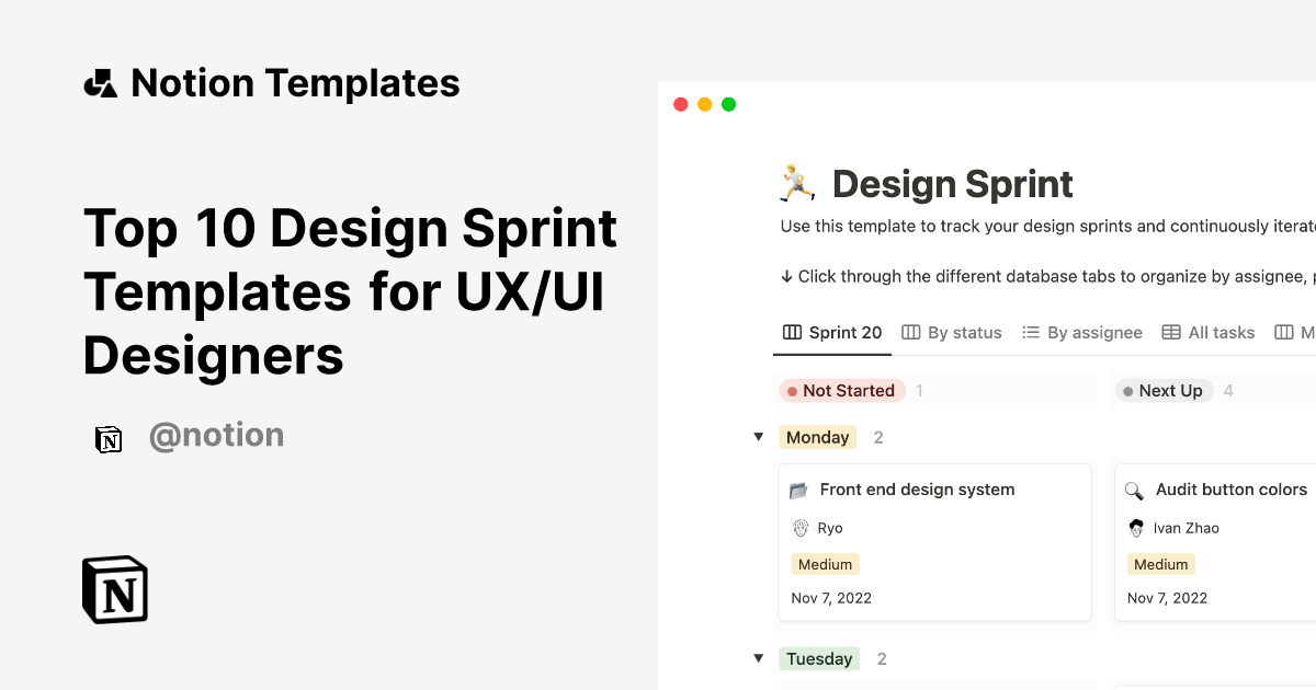 Top 10 Design Sprint Templates for UX/UI Designers | Notion Template ...