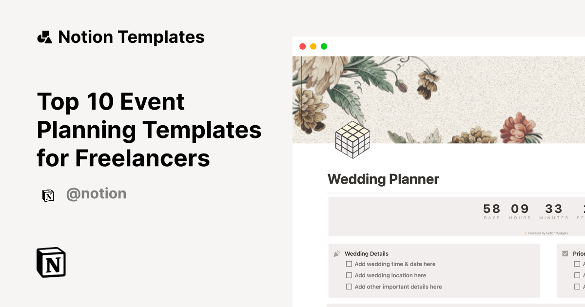 Top 10 Event Planning Templates for Freelancers | Notion Template ...