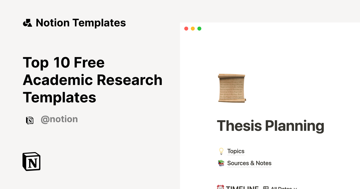 Top 10 Free Academic Research Templates | Notion Template Marketplace