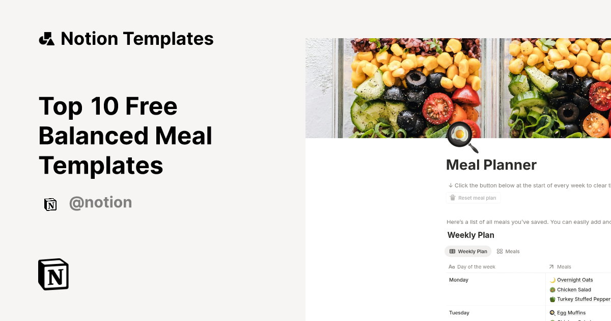Top 10 Free Balanced Meal Templates | Notion Template Marketplace