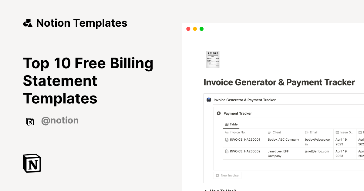 Top 10 Free Billing Statement Templates | Notion Template Marketplace