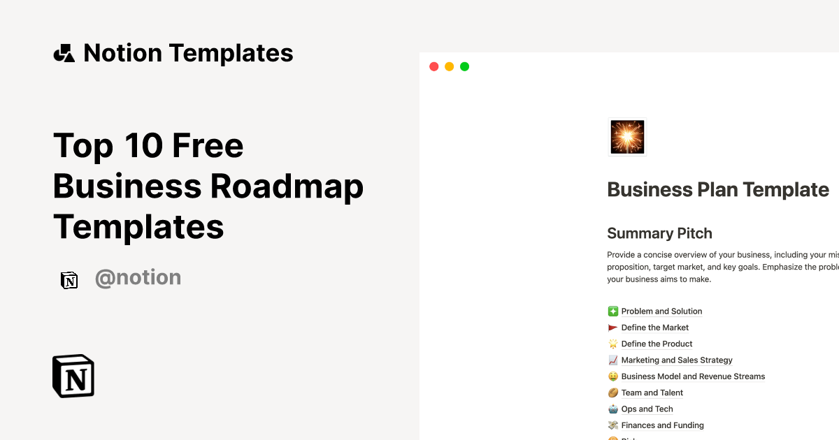Top 10 Free Business Roadmap Templates | Notion Template Marketplace