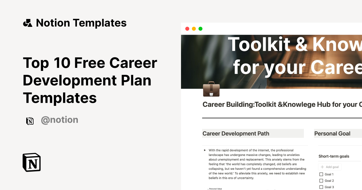 Top 10 Free Career Development Plan Templates | Notion Template Marketplace