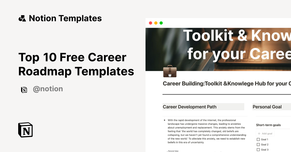 Top 10 Free Career Roadmap Templates | Notion Template Marketplace