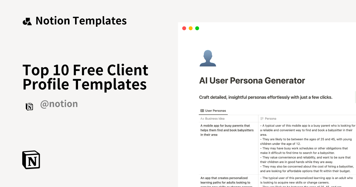 Top 10 Free Client Profile Templates | Notion Template Marketplace