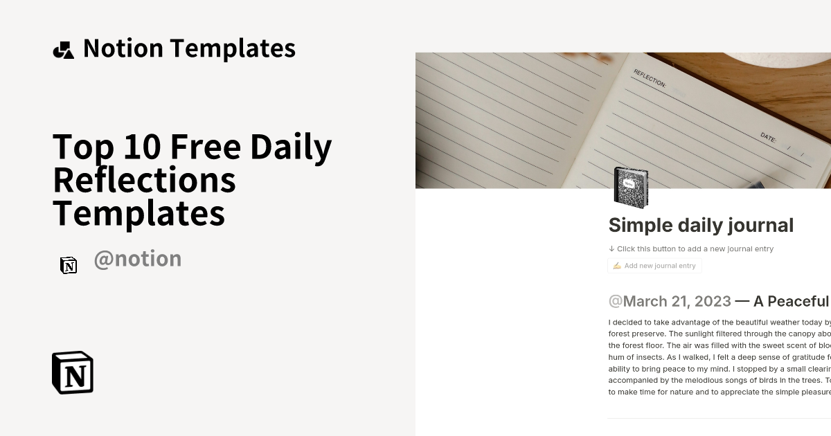 Top 10 Free Daily Reflections Templates | Notion Template Marketplace