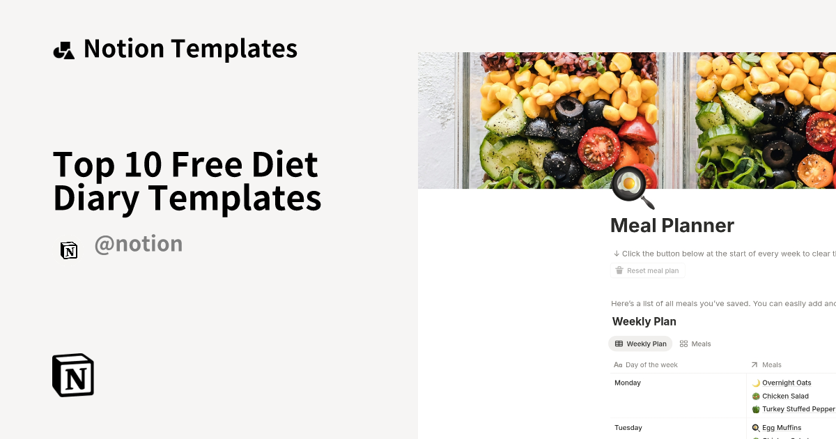 Top 10 Free Diet Diary Templates | Notion Template Marketplace