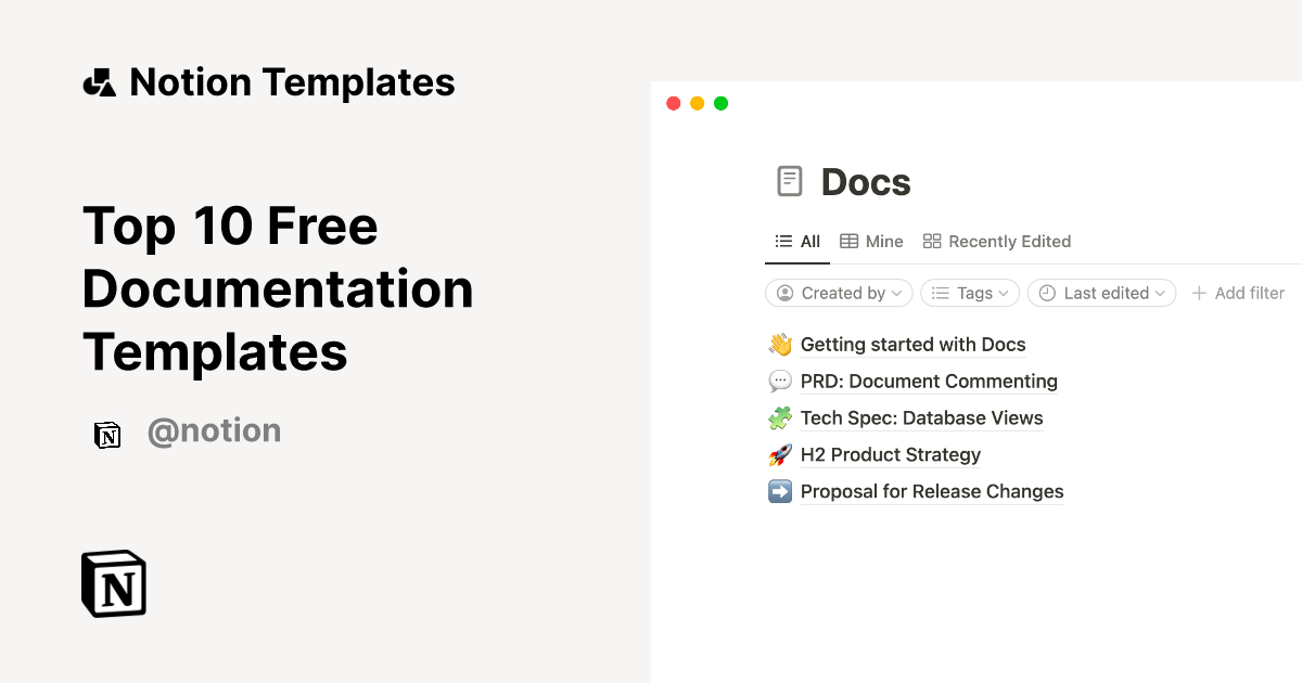 Top 10 Free Documentation Templates | Notion Template Marketplace