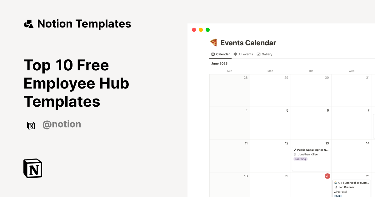 Top 10 Free Employee Hub Templates | Notion Template Marketplace