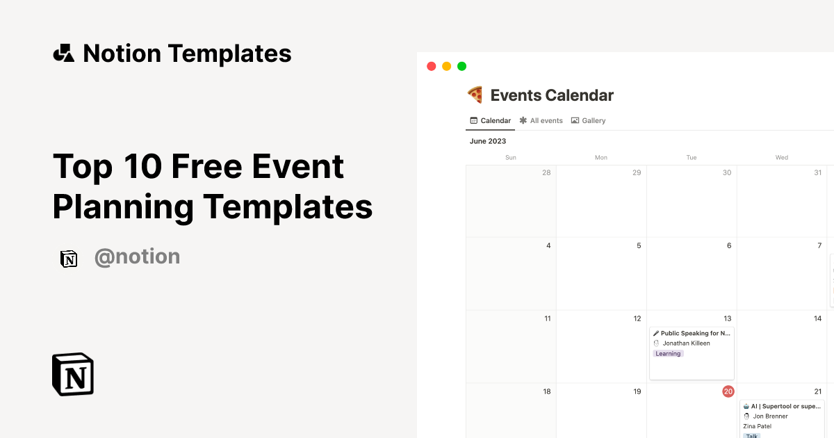 Top 10 Free Event Planning Templates | Notion Template Marketplace