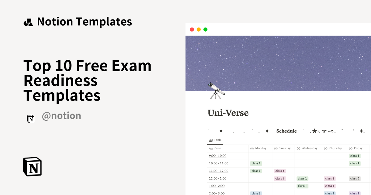 Top 10 Free Exam Readiness Templates | Notion Template Marketplace