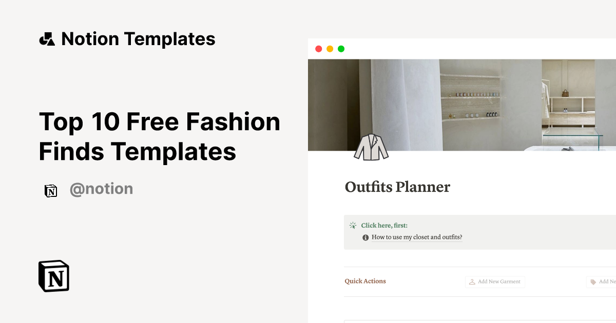Top 10 Free Fashion Finds Templates | Notion Template Marketplace