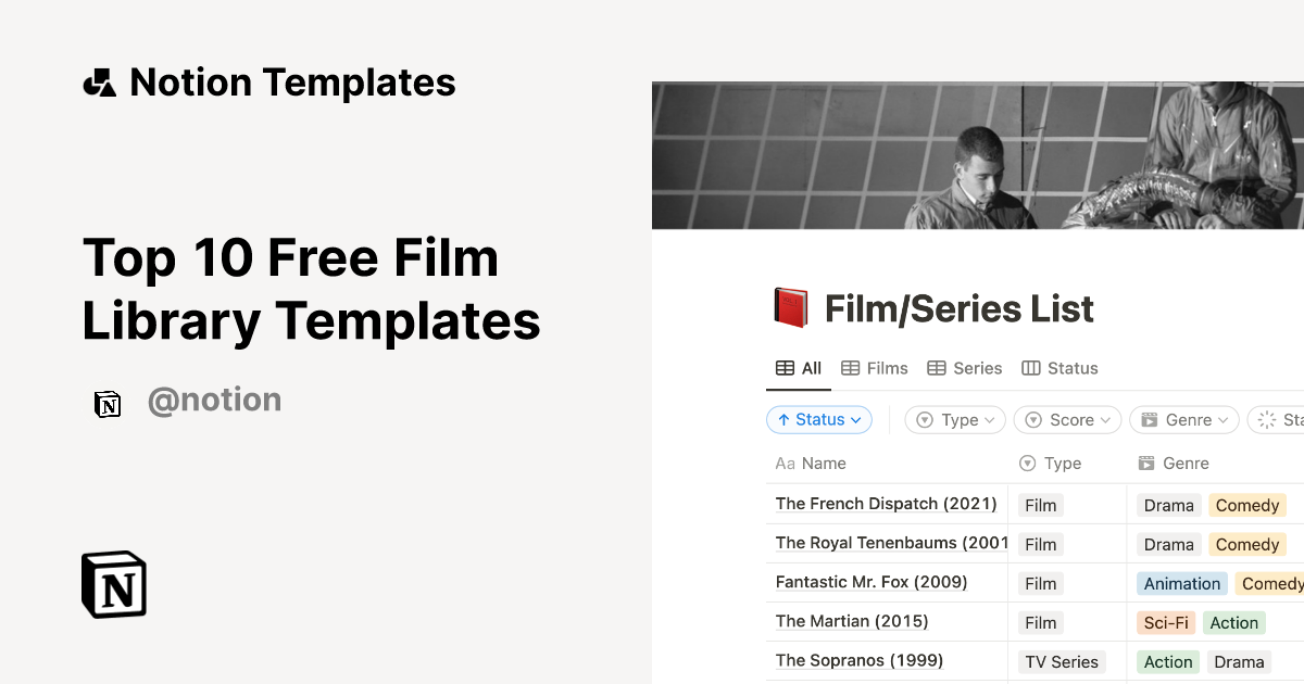 Top 10 Free Film Library Templates | Notion Template Marketplace