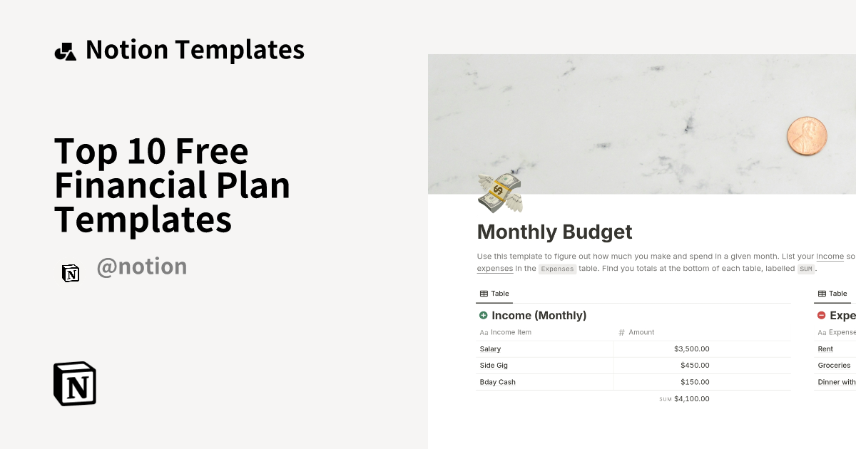 Top 10 Free Financial Plan Templates | Notion Template Marketplace