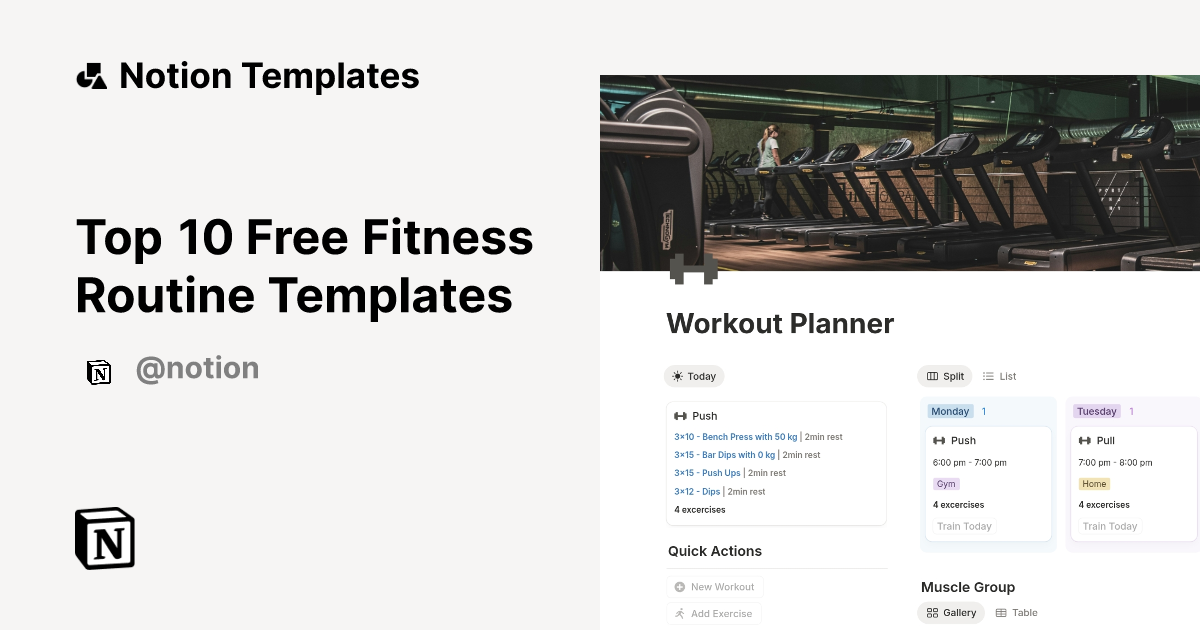 Top 10 Free Fitness Routine Templates | Notion Template Marketplace
