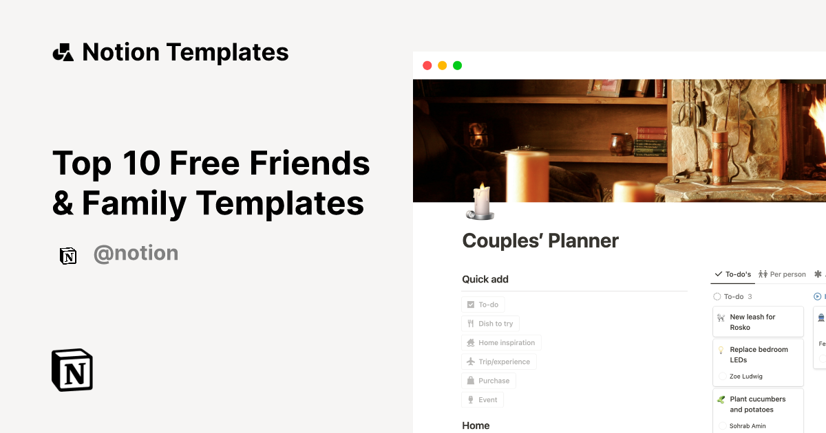Top 10 Free Friends & Family Templates | Notion Template Marketplace