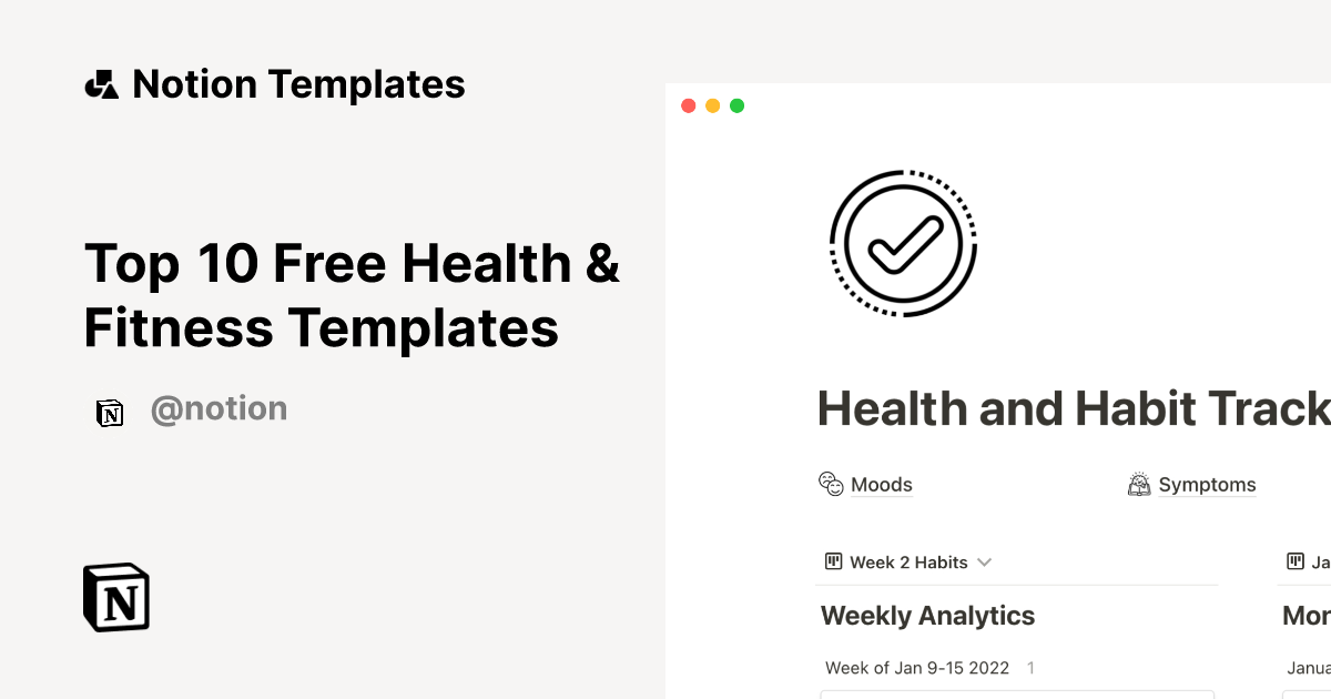 Top 10 Free Health & Fitness Templates | Notion Template Marketplace