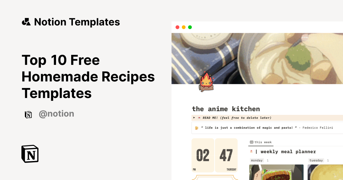 Top 10 Free Homemade Recipes Templates | Notion Template Marketplace