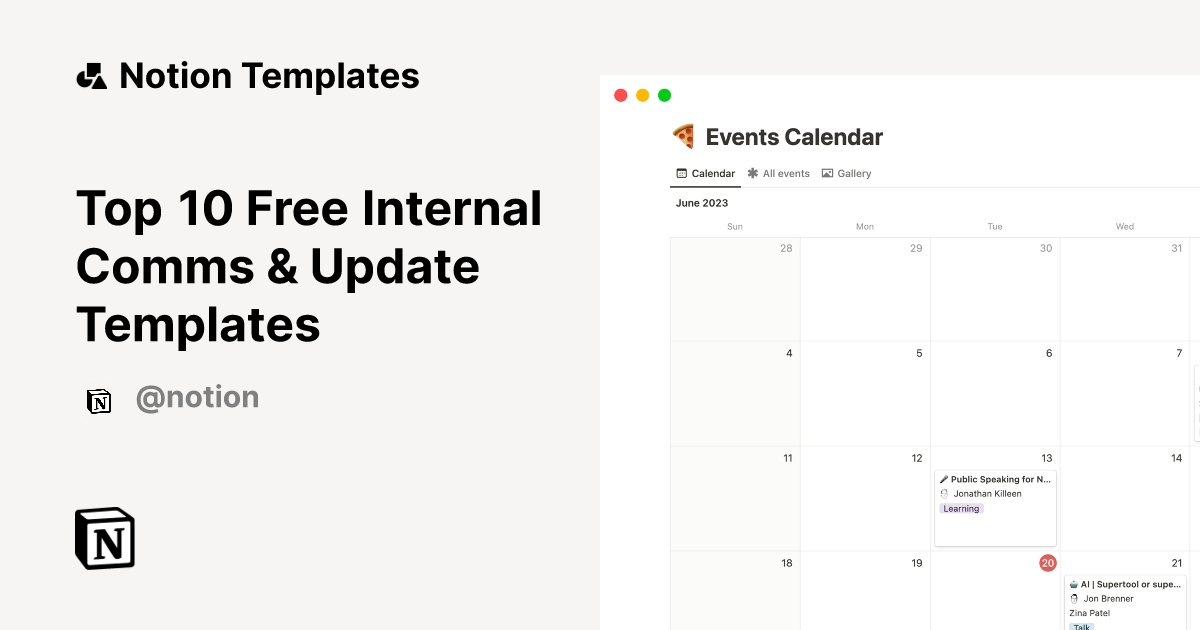 Top 10 Free Internal Comms & Update Templates | Notion Template Marketplace