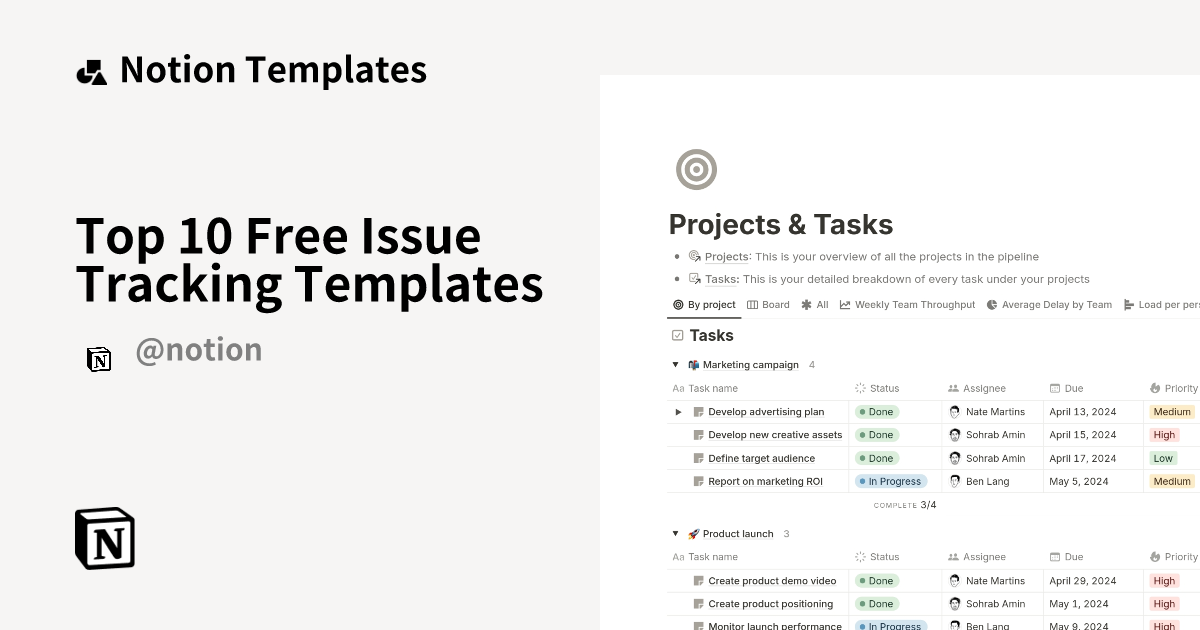 Top 10 Free Issue Tracking Templates Notion Template Marketplace