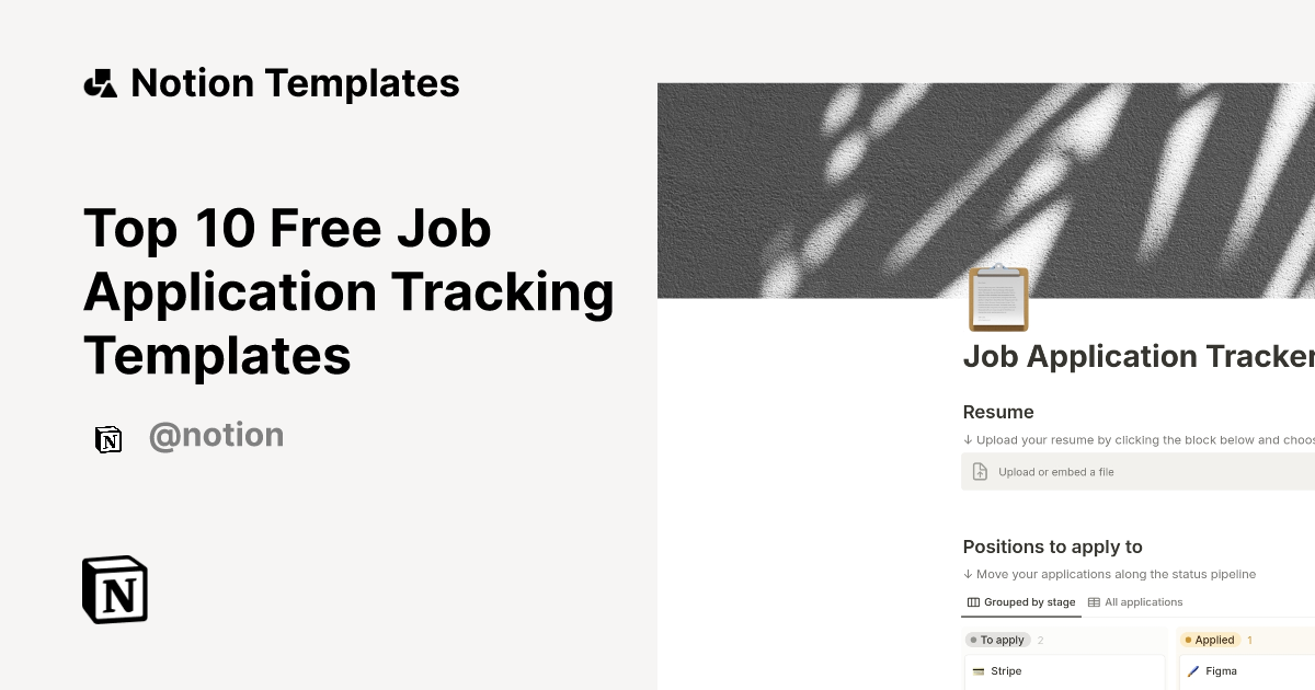 Top 10 Free Job Application Tracking Templates | Notion Template ...