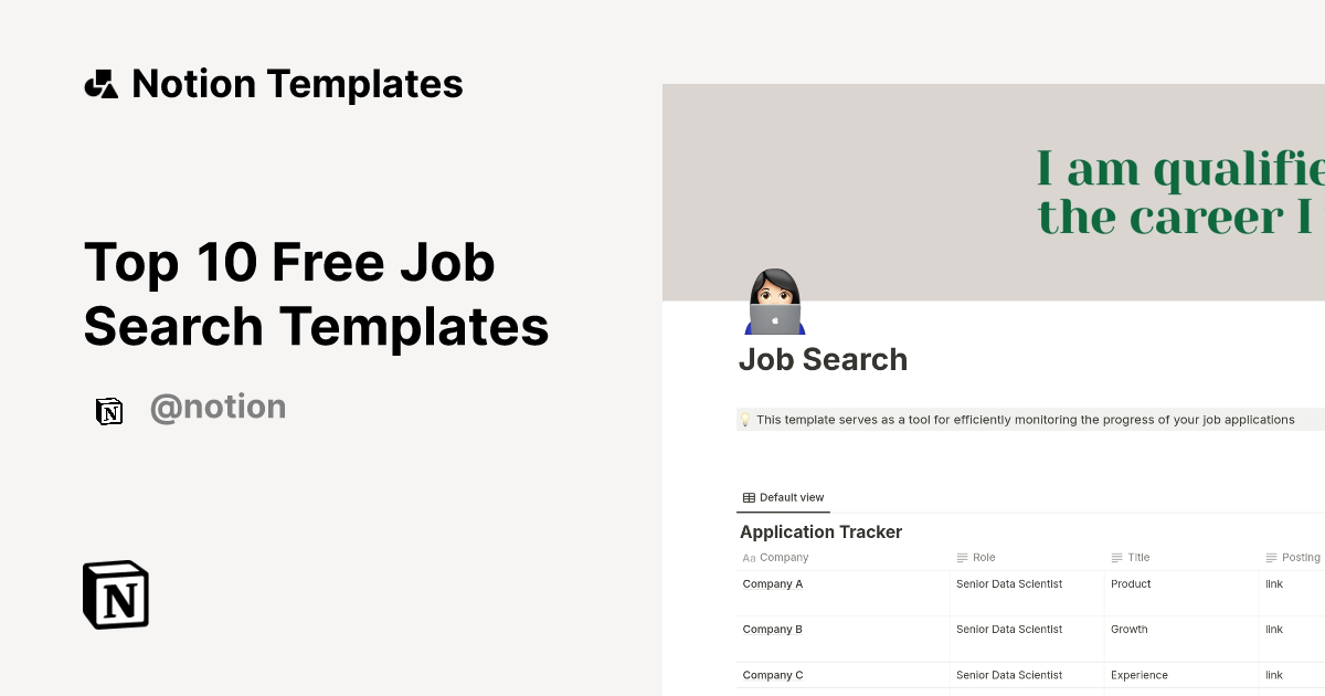 Top 10 Free Job Search Templates | Notion Template Marketplace