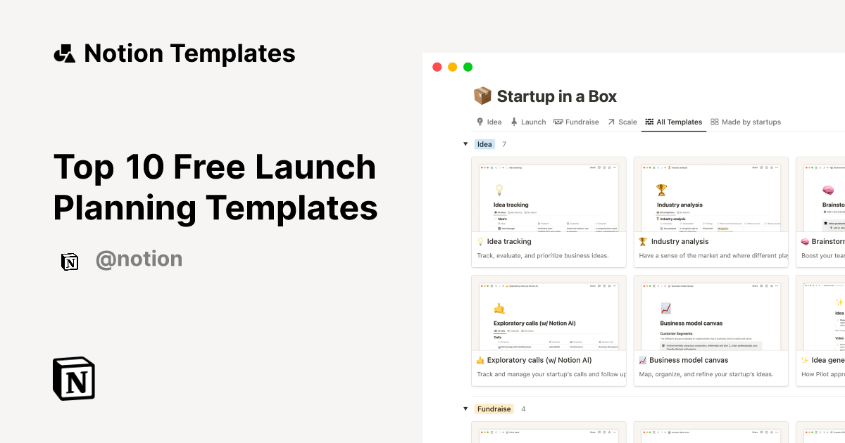 Top 10 Free Launch Planning Templates | Notion Template Marketplace