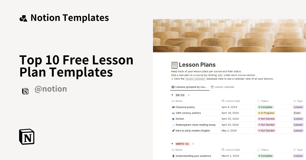 Top 10 Free Lesson Plan Templates | Notion Template Marketplace