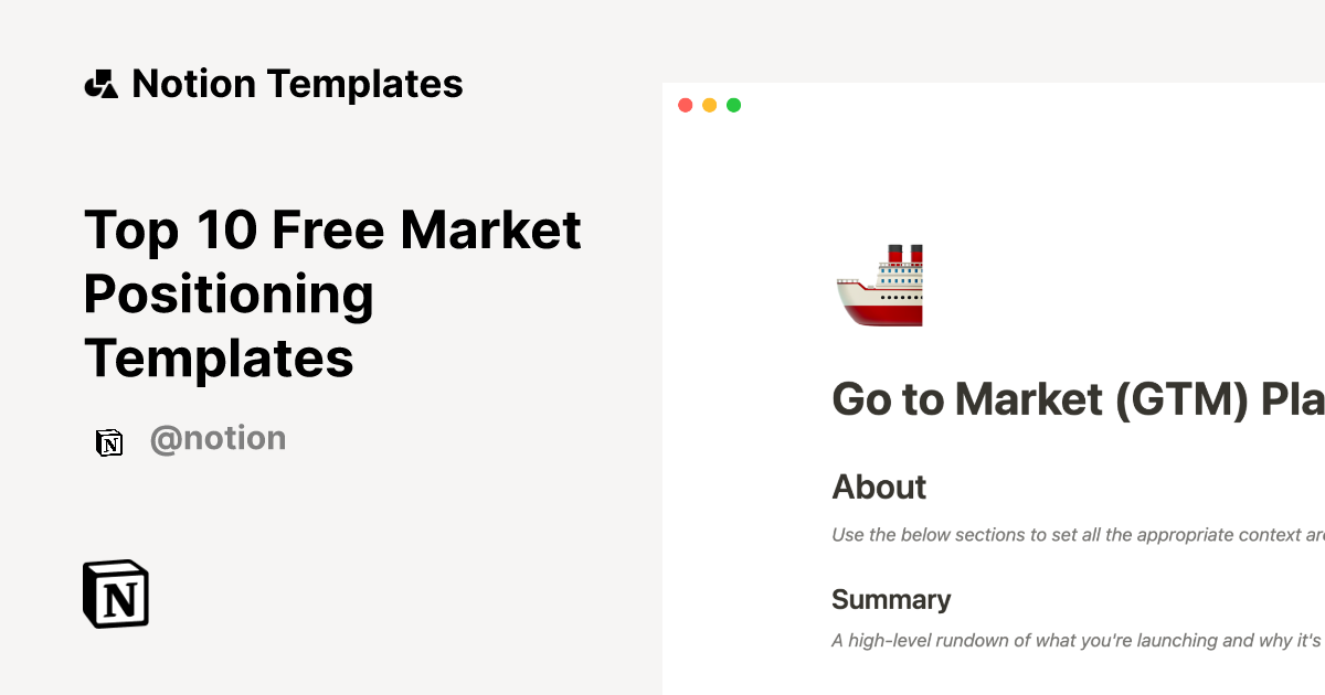 Top 10 Free Market Positioning Templates | Notion Template Marketplace