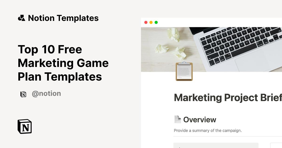 Top 10 Free Marketing Game Plan Templates | Notion Template Marketplace