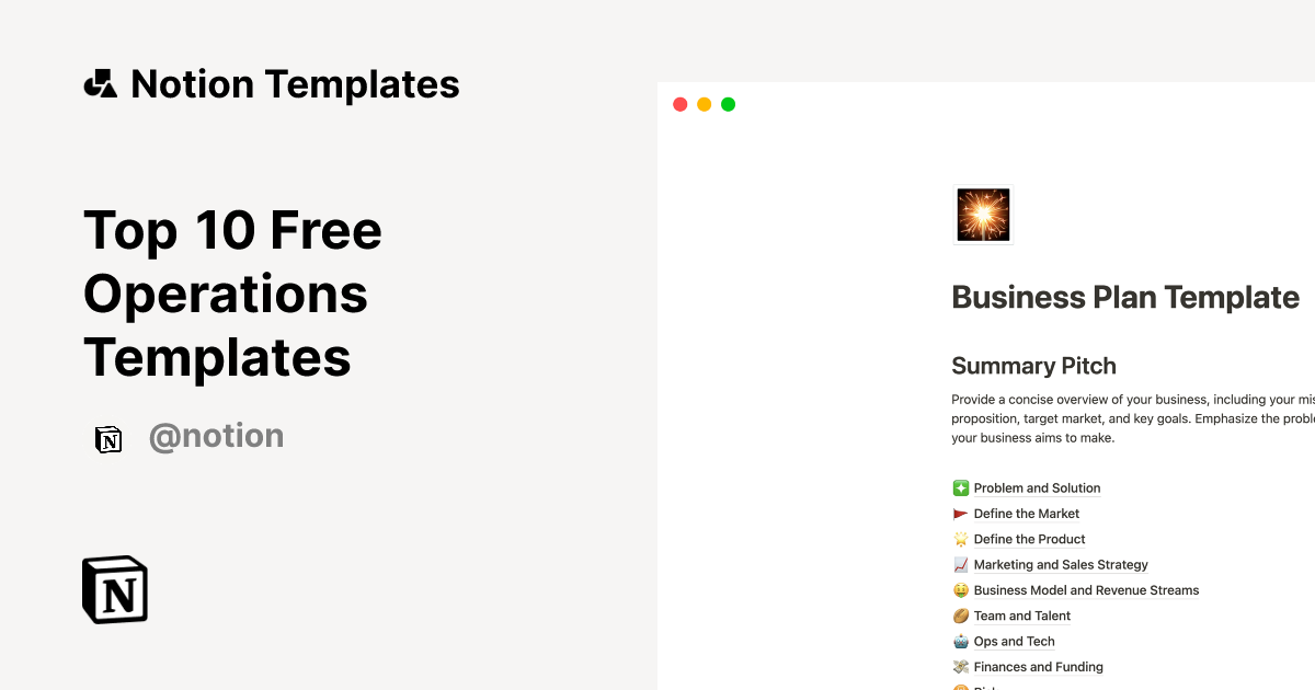 Top 10 Free Operations Templates | Notion Template Marketplace