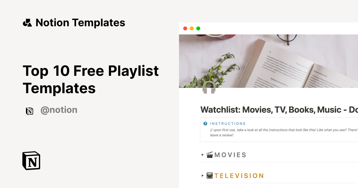 Top 10 Free Playlist Templates | Notion Template Marketplace