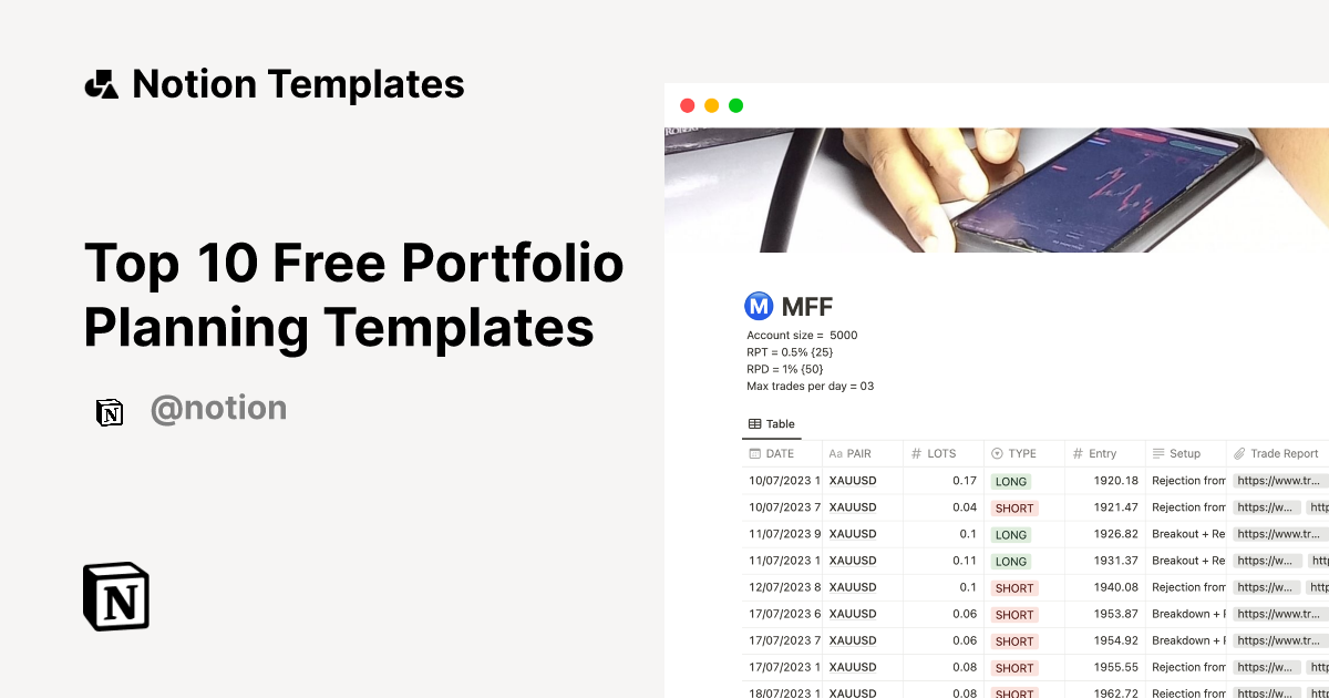 Top 10 Free Portfolio Planning Templates | Notion Template Marketplace