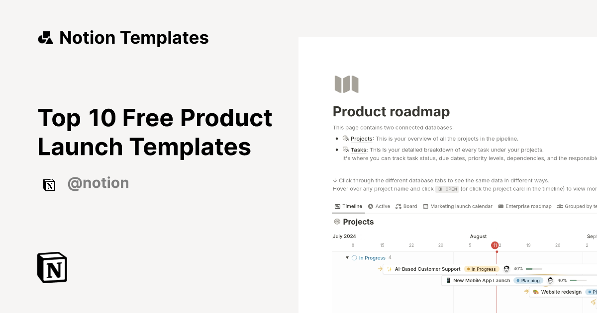 Top 10 Free Product Launch Templates | Notion Template Marketplace