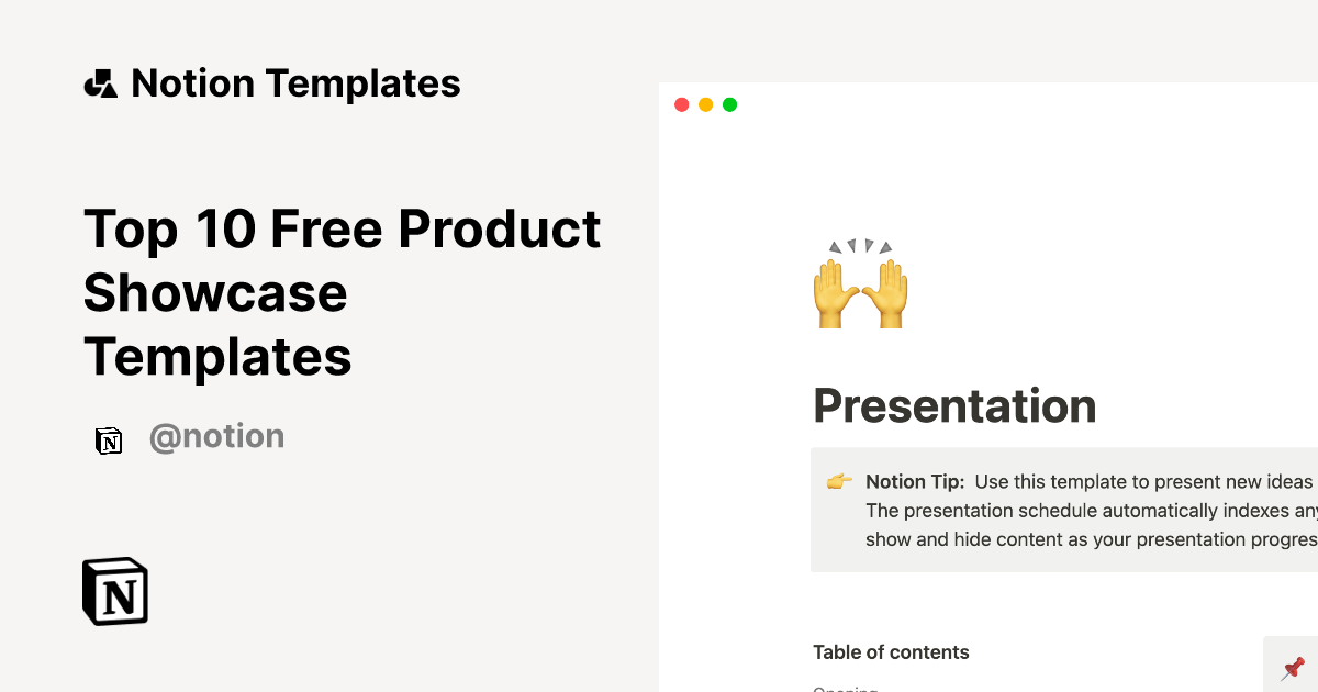 Top 10 Free Product Showcase Templates | Notion Template Marketplace