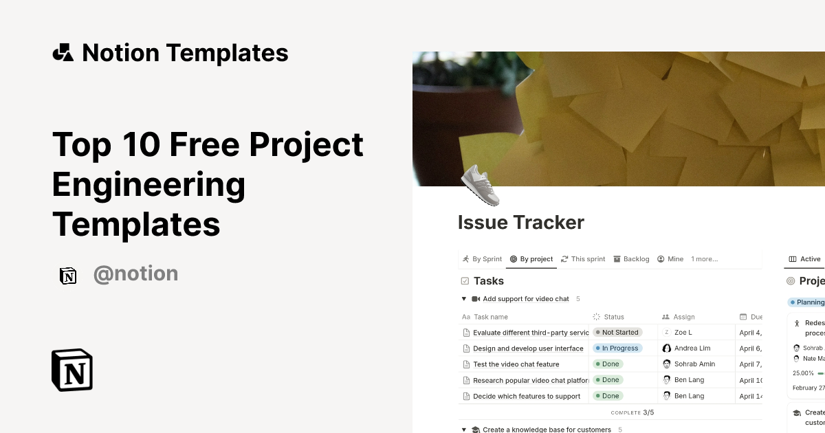 Top 10 Free Project Engineering Templates | Notion Template Marketplace