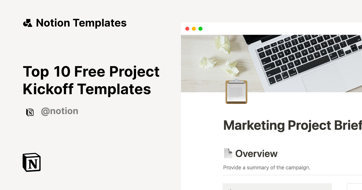 Top 10 Free Project Kickoff Templates | Notion Template Marketplace