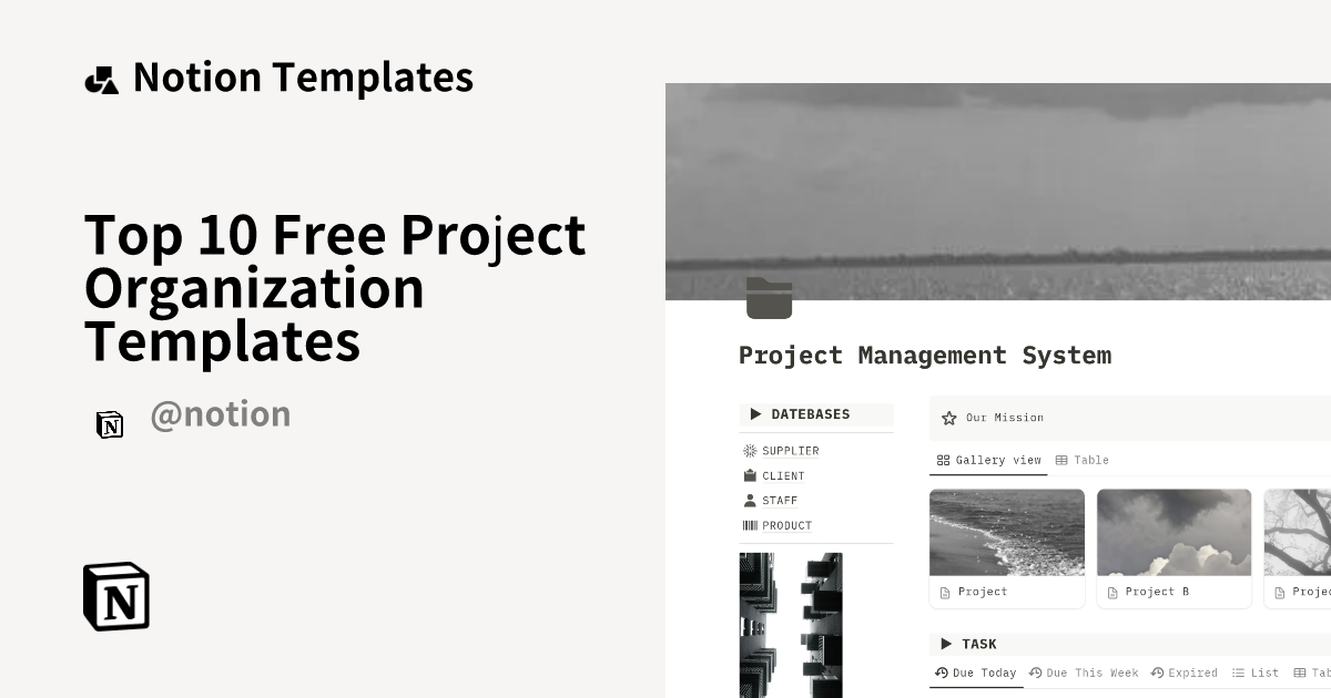 Top 10 Free Project Organization Templates | Notion Template Marketplace