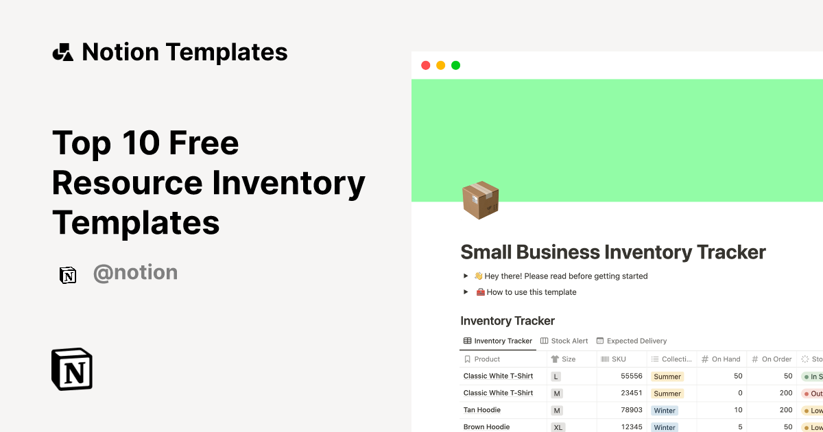 Top 10 Free Resource Inventory Templates | Notion Template Marketplace