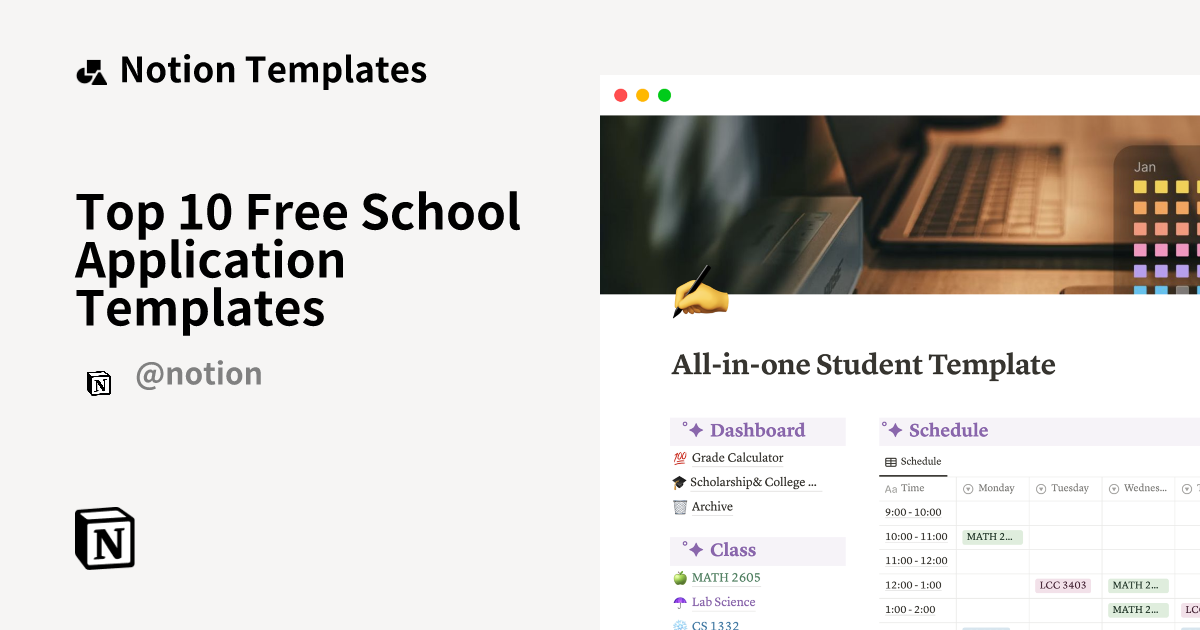 Top 10 Free School Application Templates | Notion Template Marketplace