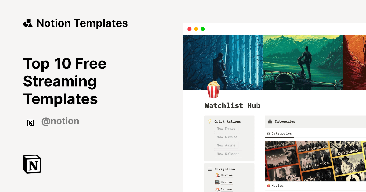 Top 10 Free Streaming Templates | Notion Template Marketplace