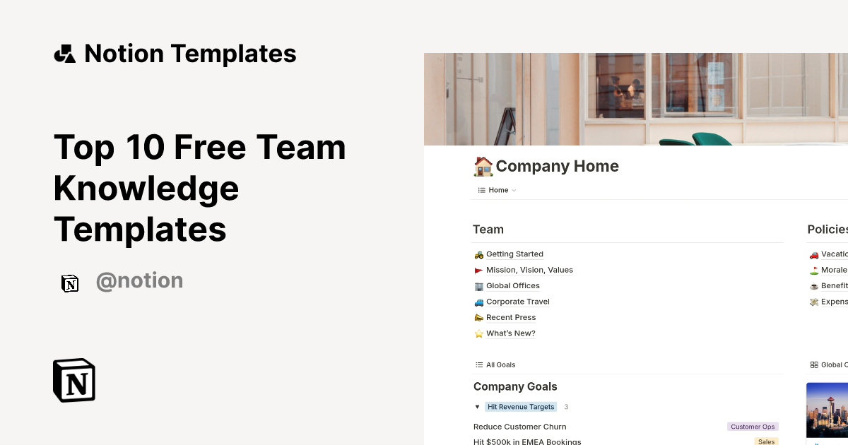 Top 10 Free Team Knowledge Templates | Notion Template Marketplace
