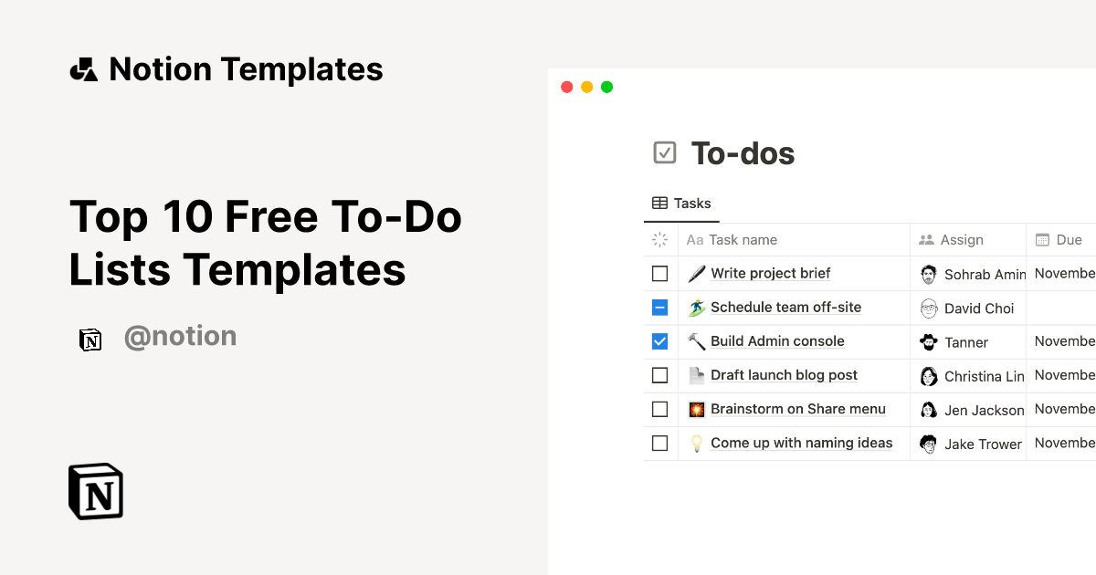 Top 10 Free To-Do Lists Templates | Notion Template Marketplace