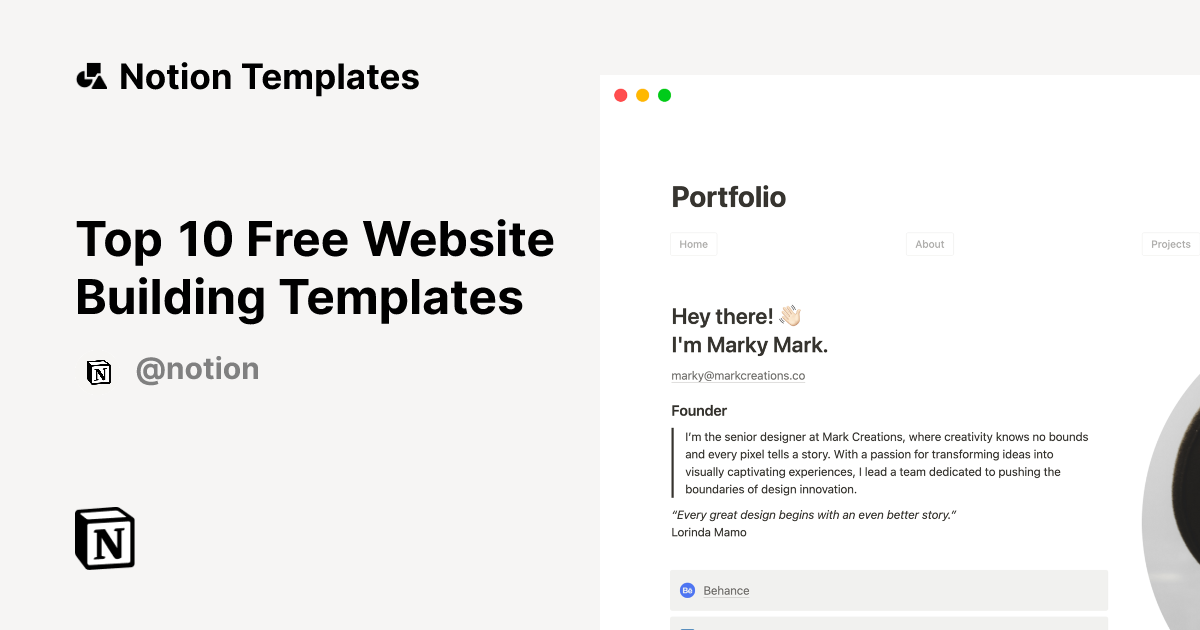 Top 10 Free Website Building Templates | Notion Template Marketplace