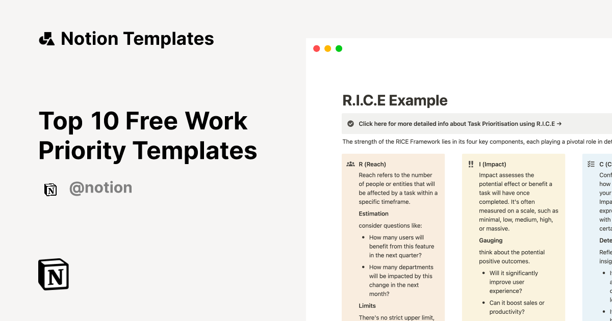 Top 10 Free Work Priority Templates | Notion Template Marketplace