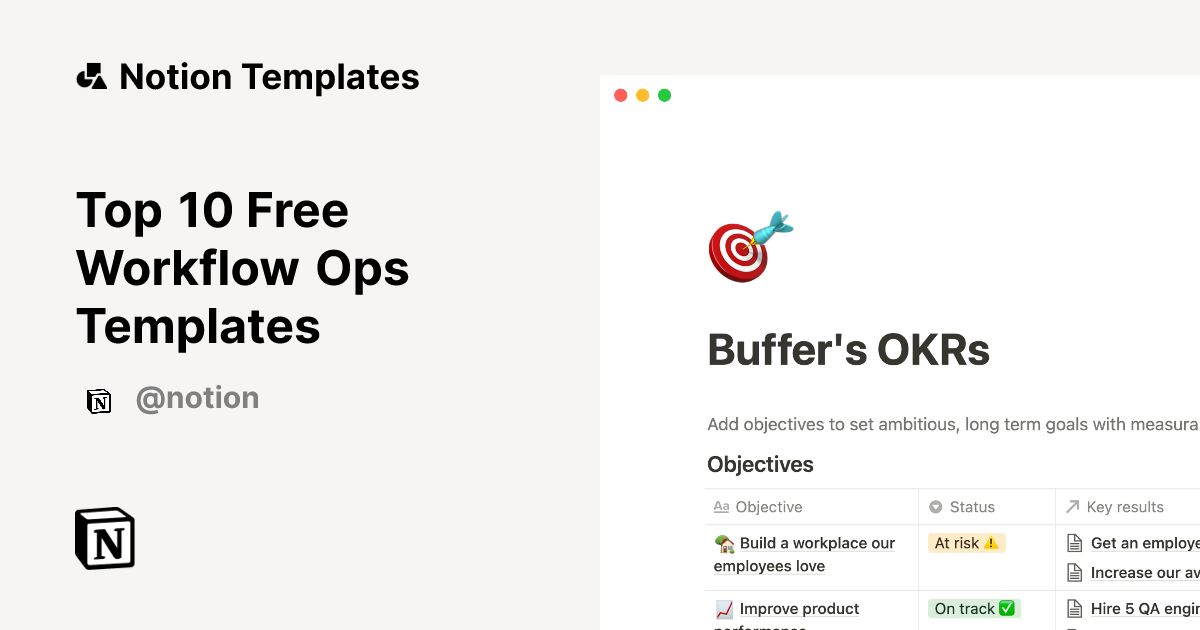 Top 10 Free Workflow Ops Templates | Notion Template Marketplace