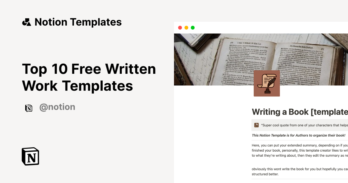 Top 10 Free Written Work Templates | Notion Template Marketplace