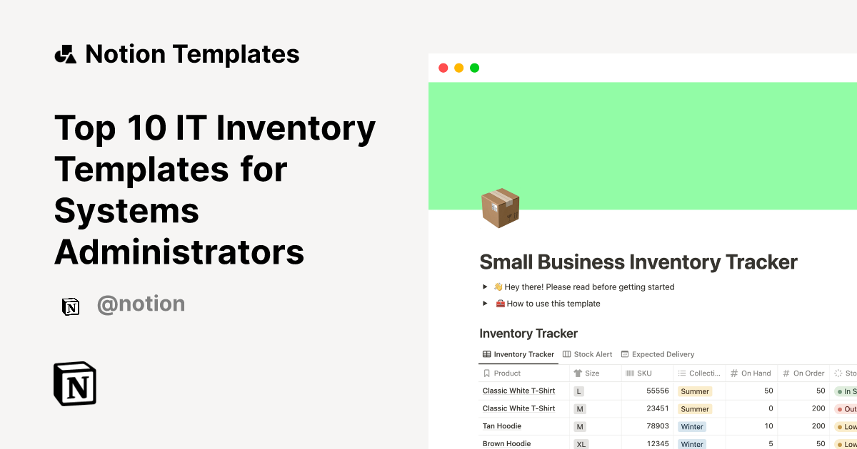 Top 10 IT Inventory Templates for Systems Administrators | Notion ...